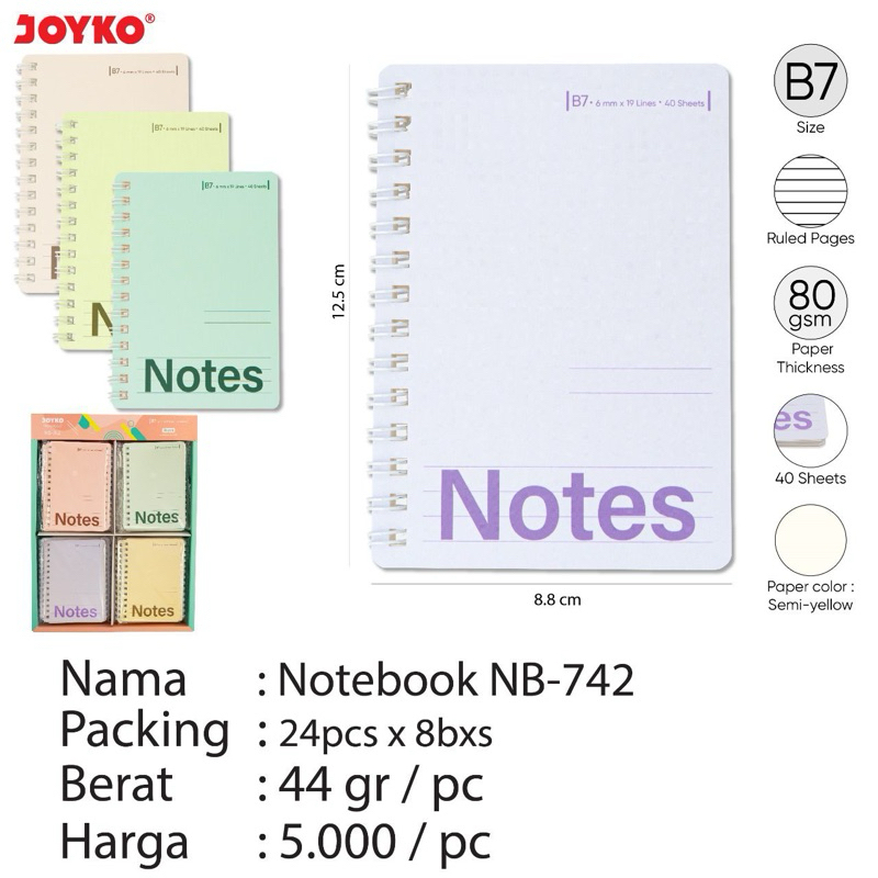 Jual NB742 Spiral Ruled Mini Notebook / Spiral Diary Agenda Saku Bergaris / Buku Notepad Catatan ...