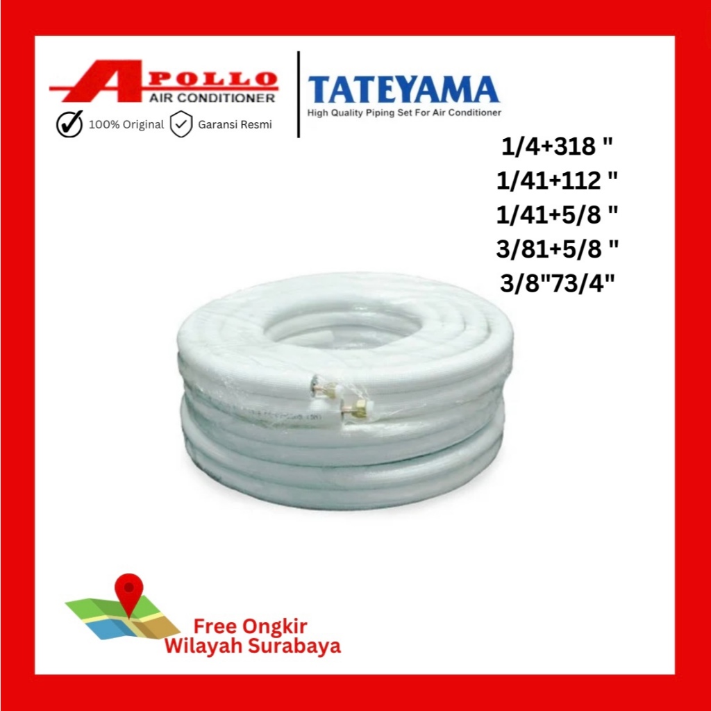 Jual PIPA AC 0,5 PK- 1 PK TATEYAMA 1/4 + 3/8 ( MIN 3 METER ) | Shopee ...