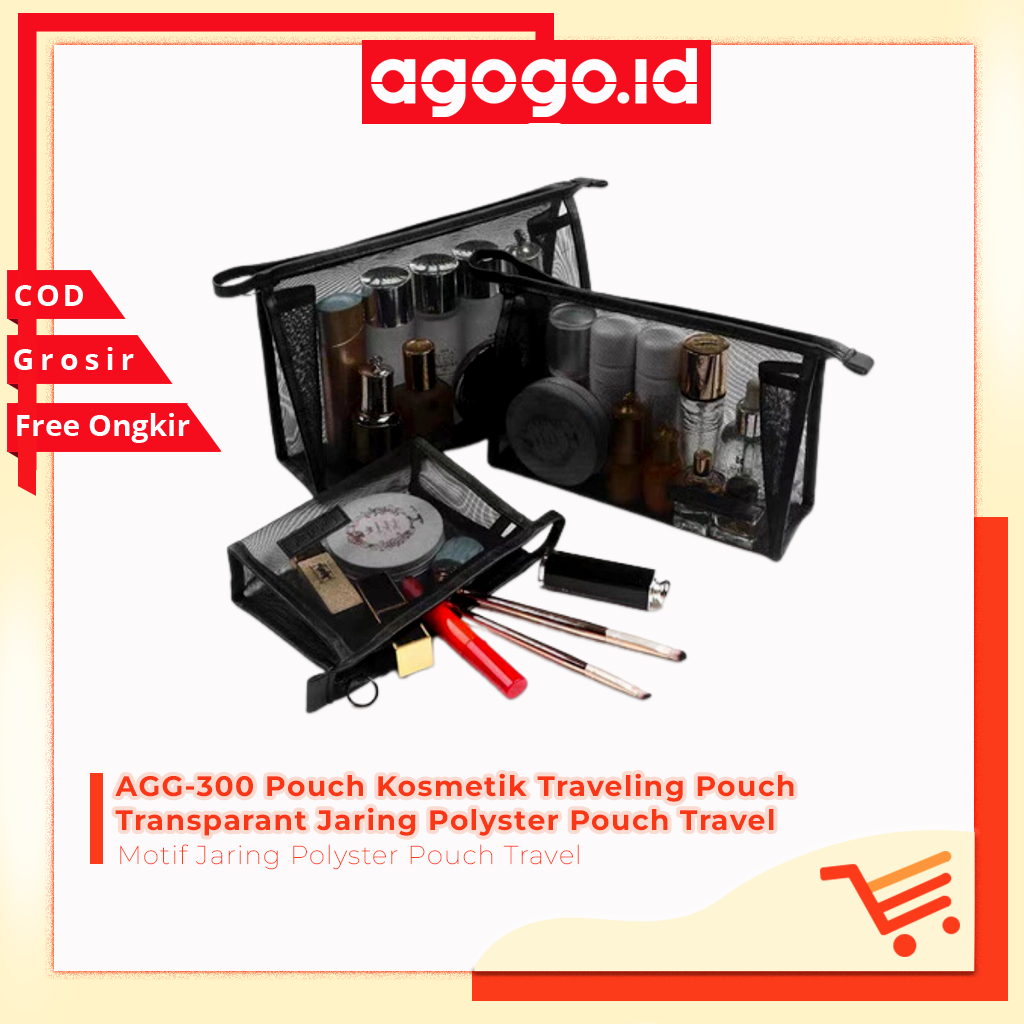 Jual AGG-300 Pouch Kosmetik Traveling Pouch Transparant Jaring Polyster Pouch Travel Make Up Bag ...
