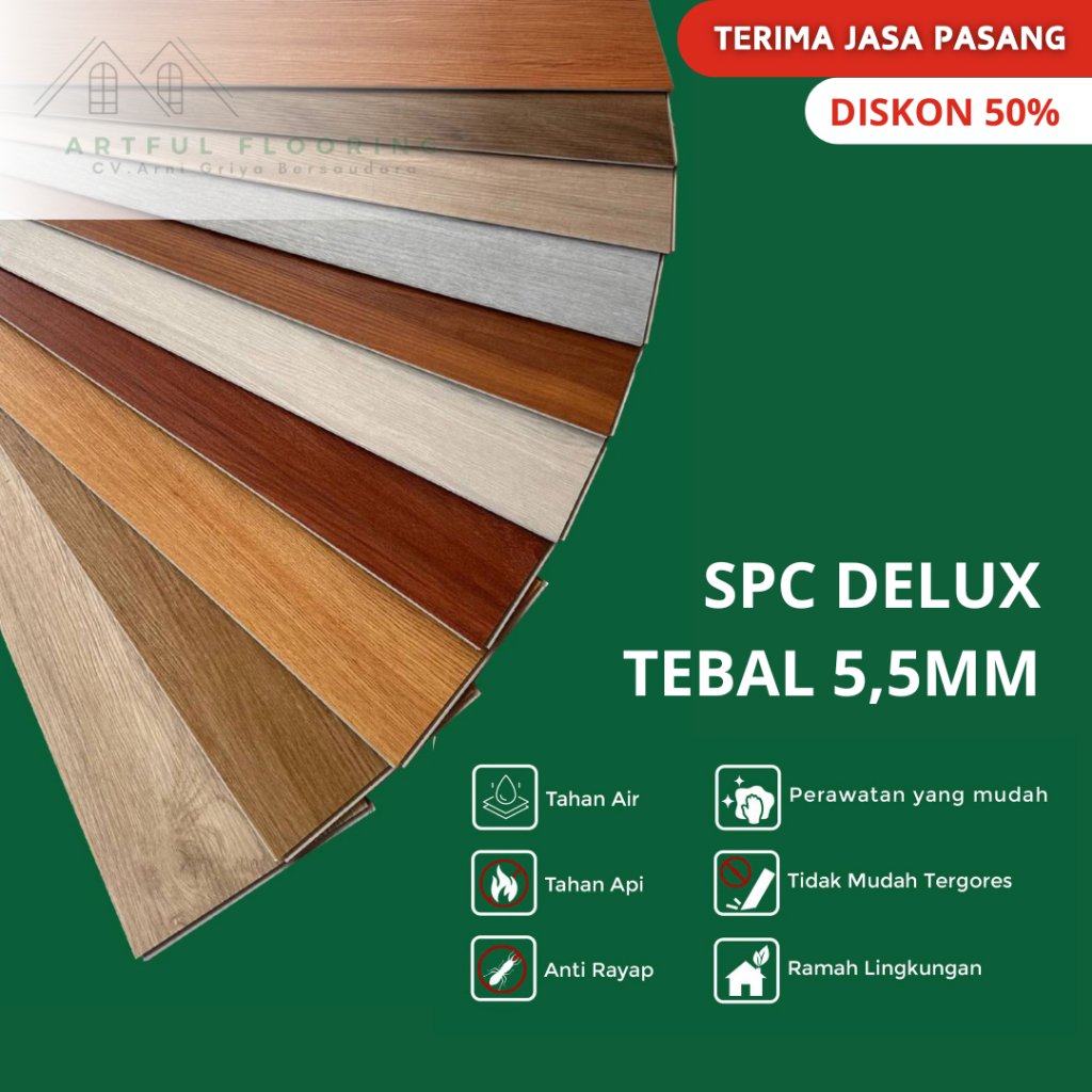 Jual Lantai SPC Delux-Spc Klik Motif Wood Tebal 5,5mm Anti Rayap | Shopee Indonesia