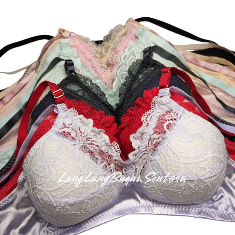 Jual BH Renda Wanita Dewasa Desain Tanpa Kawat (6Pcs) Bra Brokat Busa ...