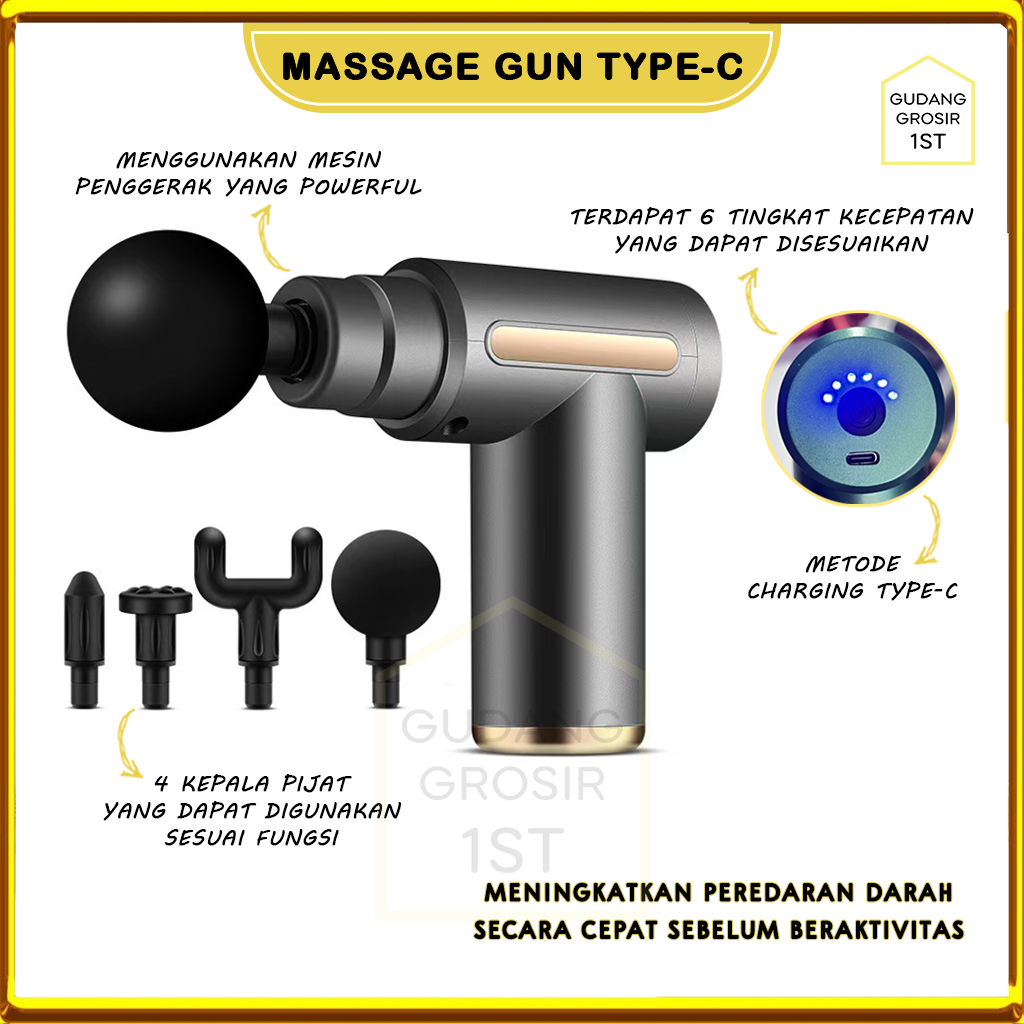 Jual Alat Pijat Getar Elektrik | Alat Terapi Pijat Otot | Massager Gun ...