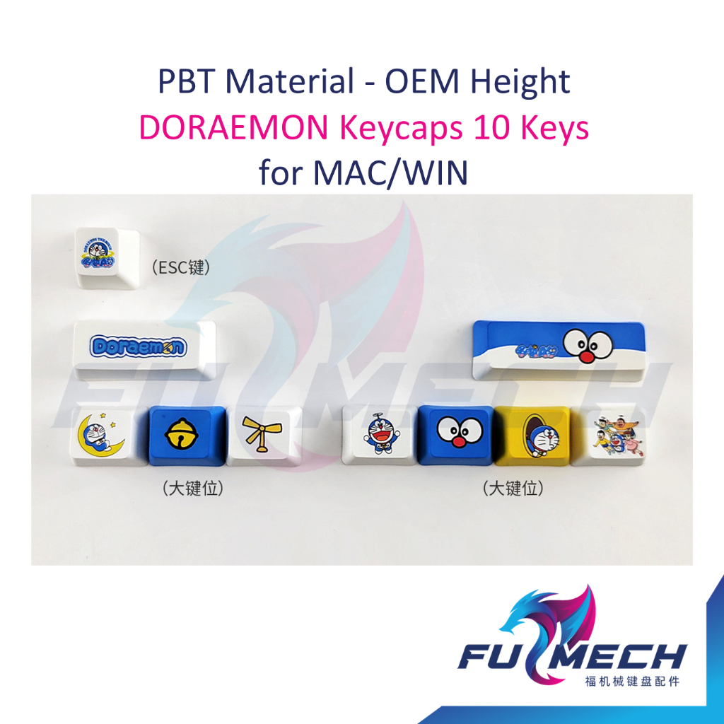 Jual DORAEMON KEYCAPS 10 KEY | PBT MATERIAL | OEM HEIGHT | DIY ...