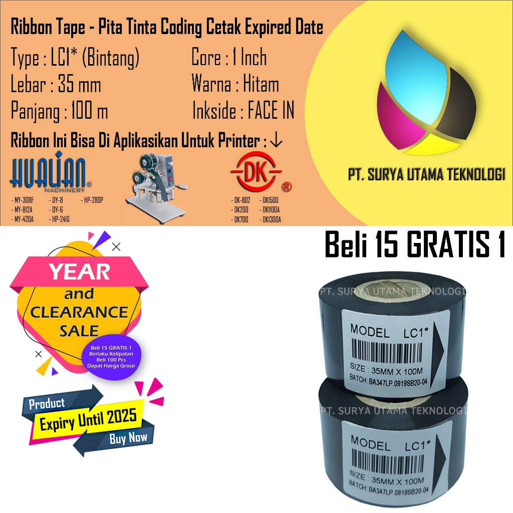 Jual Ribbon tape LC1* 35x100 pita tinta coding cetak expired hot ...