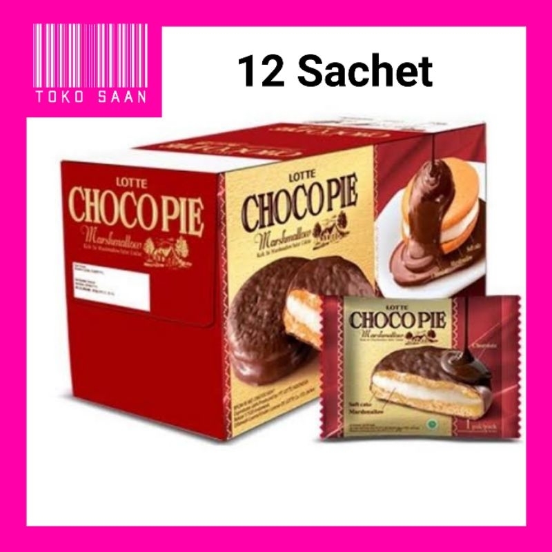 Jual LOTTE CHOCO PIE COKELAT 1 BOX ISI 12 SACHET | Shopee Indonesia