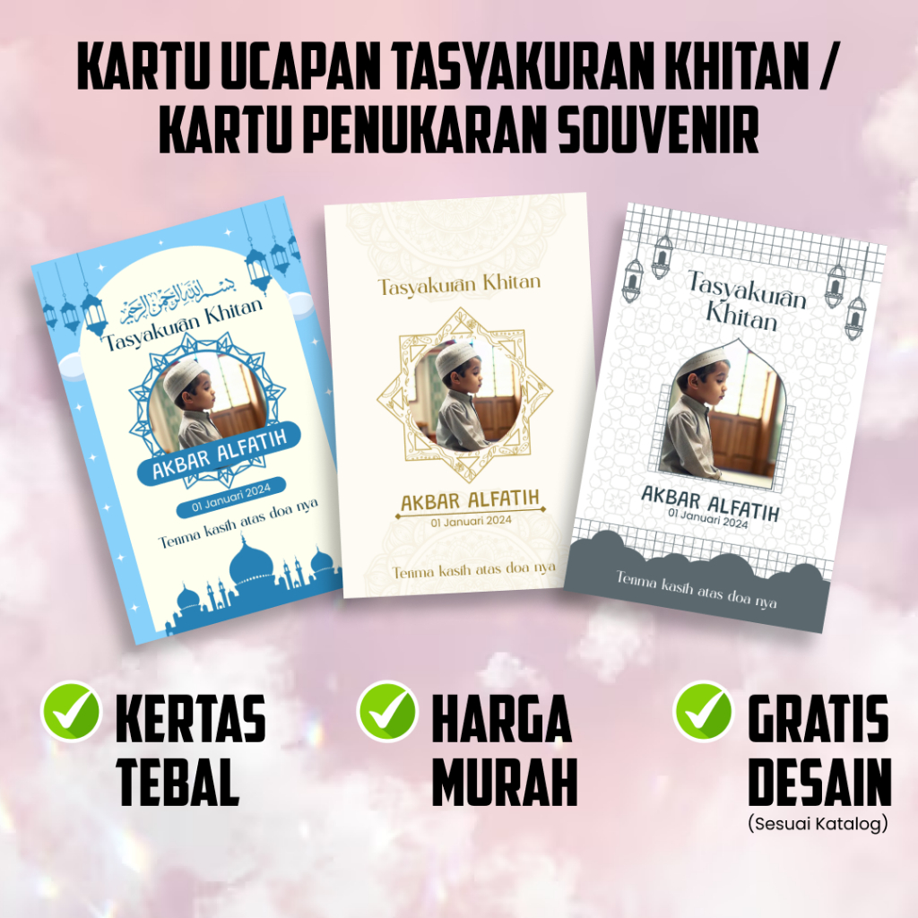 Jual KARTU SOUVENIR KHITAN / KARTU UCAPAN KHITAN / HANGTAG KHITAN ...