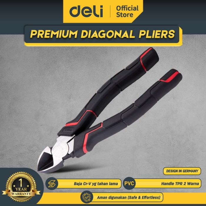 Jual Deli Premium Pliers/Tang Potong 7" Desain Warna Merah Premium ...
