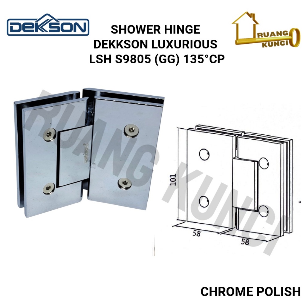 Jual Shower HINGE Dekkson LUXURIOUS LSH S9805 GG 135° Engsel Pintu Kaca ...