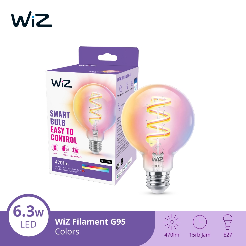 Jual WiZ Lampu Smart LED 6.3W Filamen G95 RGB | Shopee Indonesia