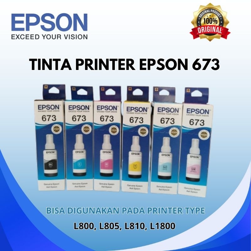 Jual Tinta Printer Epson 673 Original (BK/C/M/Y/LC/LM) | Shopee Indonesia