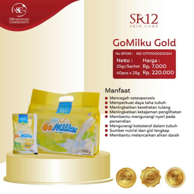 Jual SR12 Gomilku Gold Sachet Susu Lansia Manula baik untuk Tulang ...