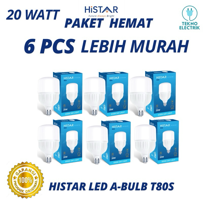 Jual HISTAR LED A-Bulb Series 20W paket 6 PCS | Shopee Indonesia