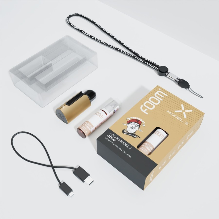 Jual Pod Foom X Model 3 Prediksi Gold 11W 500mAh Free Liquid Foom ...
