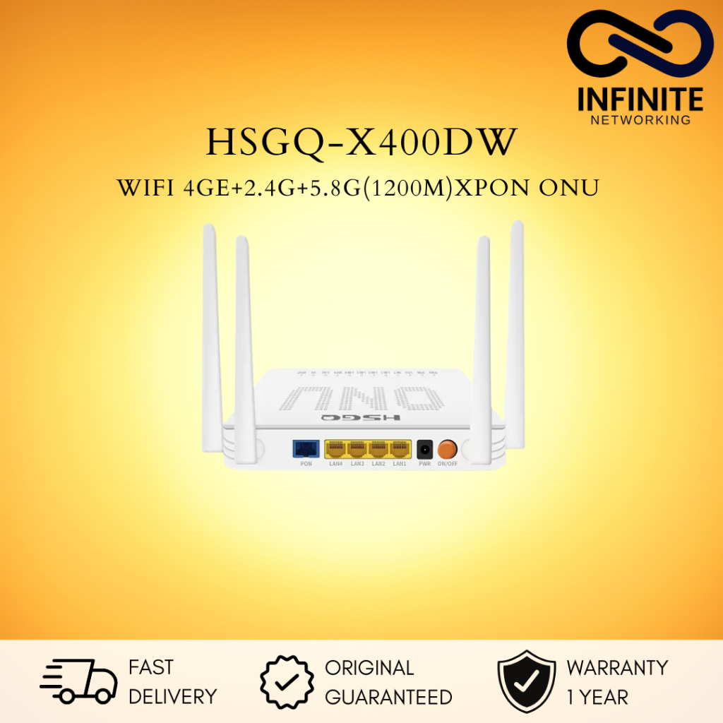 Jual HSGQ X400DW ONU Dual Band AC Wifi 4 GE Router 2.4G y 5G EPON GPON GEPON XPON ONU FTTH ...