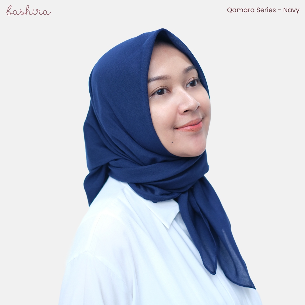 Jual Bashira Hijab - Qamara Series - Navy (Paris Premium Segi Empat) | Shopee Indonesia