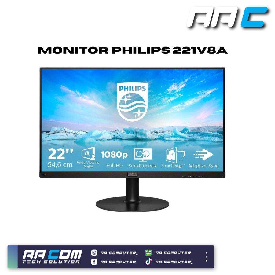 Jual Monitor LED Philips 221V8A 22 Inch 1080P Speaker 75Hz | Shopee ...
