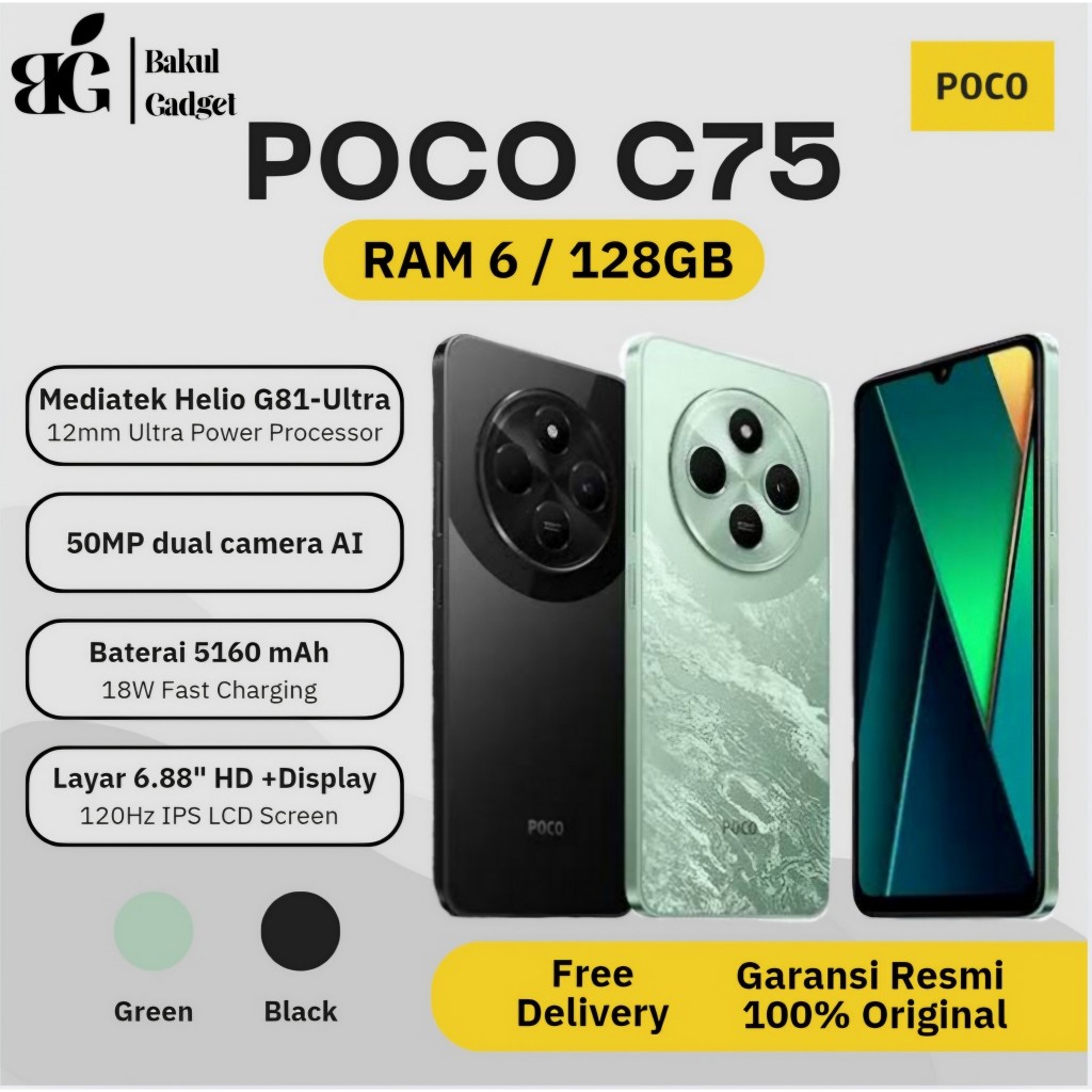 Jual POCO C75 (6/128GB) (8/256GB) | 50MP AI | Garansi Resmi | Shopee Indonesia
