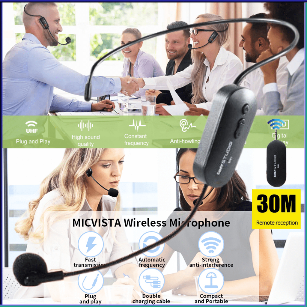 Jual PUSAT TaffSTUDIO mik mic Microphone wireless untuk mengajar bando imam mesjid headset SI01 ...