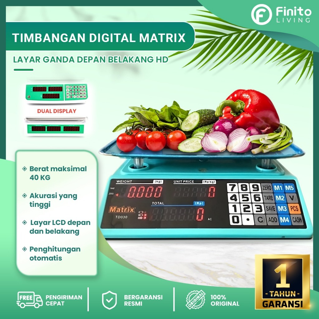 Jual Timbangan Digital Matrix 40kg Computing Scale Double Display ...