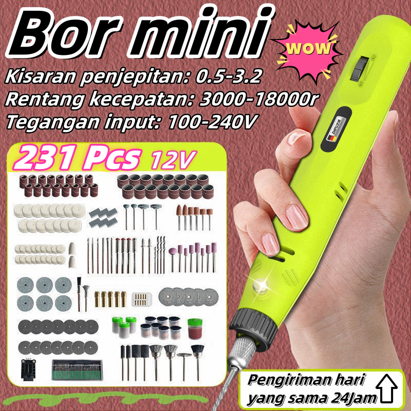 Jual 231Pcs Kit Alat Putar Mini Dengan 12V 25000RPM Pena Ukir Listrik ...