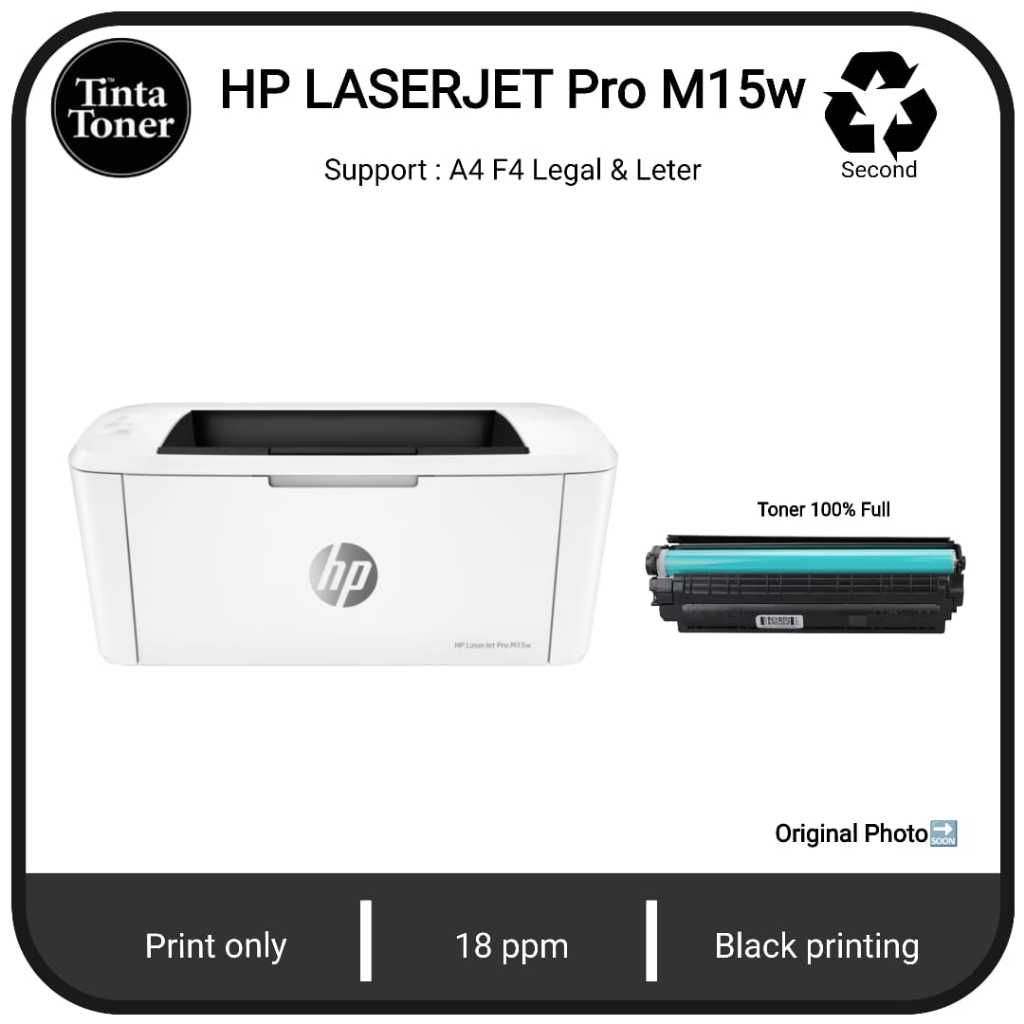 Jual Printer Hp laserjet Pro M15w werles toner full cocok cetak ...