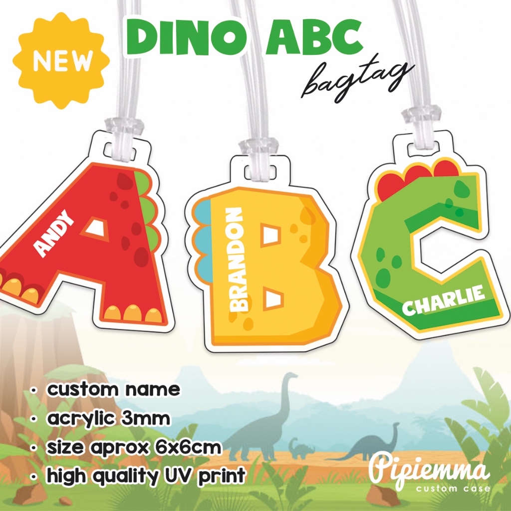 Jual Bagtag Dino ABC Alphabet Initial Dinosaur Gantungan Tas Anak ...