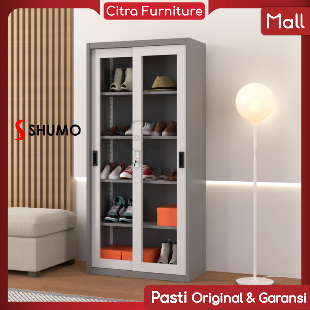 Jual Citra Furniture SHUMO Lemari Kabinet Rak Sepatu Besi Sliding Kaca ...