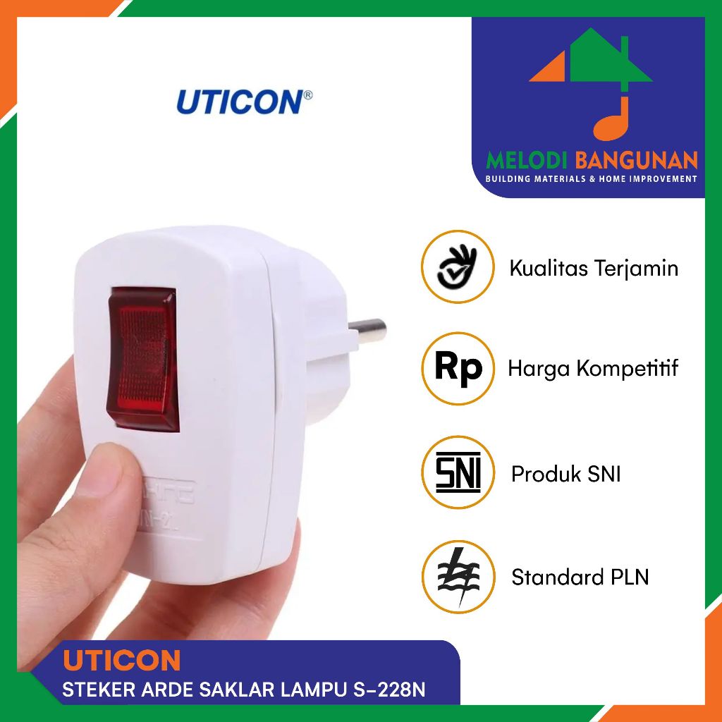 Jual Uticon - Steker Colokan Plug Lampu Listrik + Saklar Switch Arde S ...