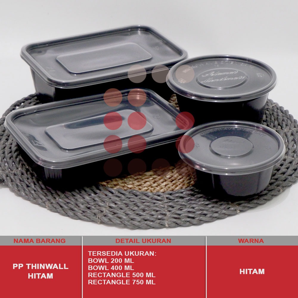 Jual TUPAI THINWALL HITAM / MANGKOK PLASTIK HITAM ISI 25 PCS | Shopee ...