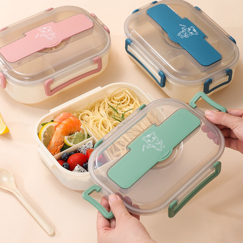 Jual [BISA COD] Lunch Box BPA Free Kotak Bekal Anti Tumpah 3 Sekat | Bento Box | Kotak Makan ...