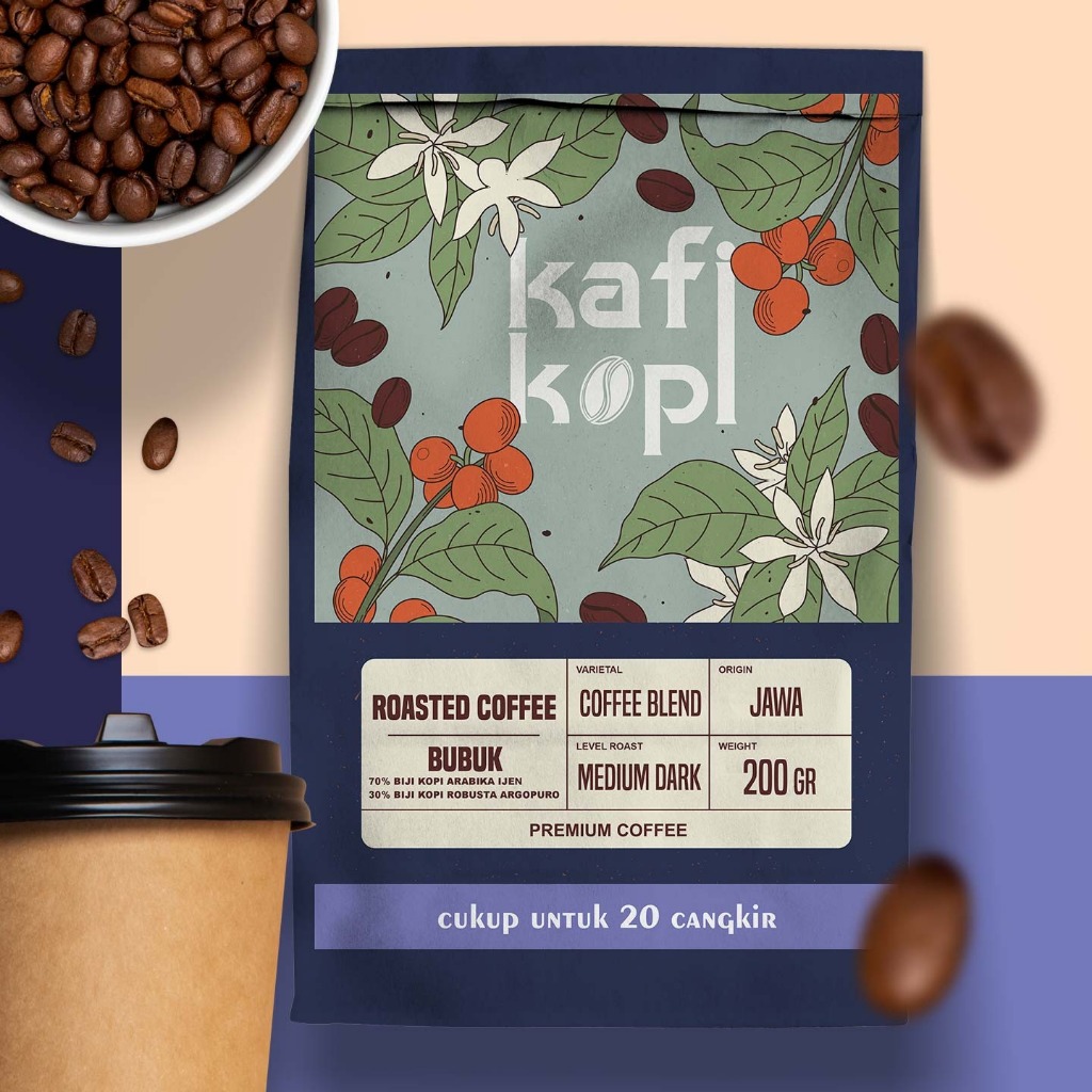 Jual Kafi Kopi Blend 70% Arabika dan 30% Robusta Medium Roast 200Gr ...