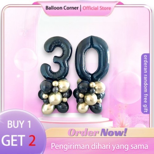 Jual Balon Foil Angka Ukuran Besar 80 cm Warna Hitam Balon Angka Jumbo ...