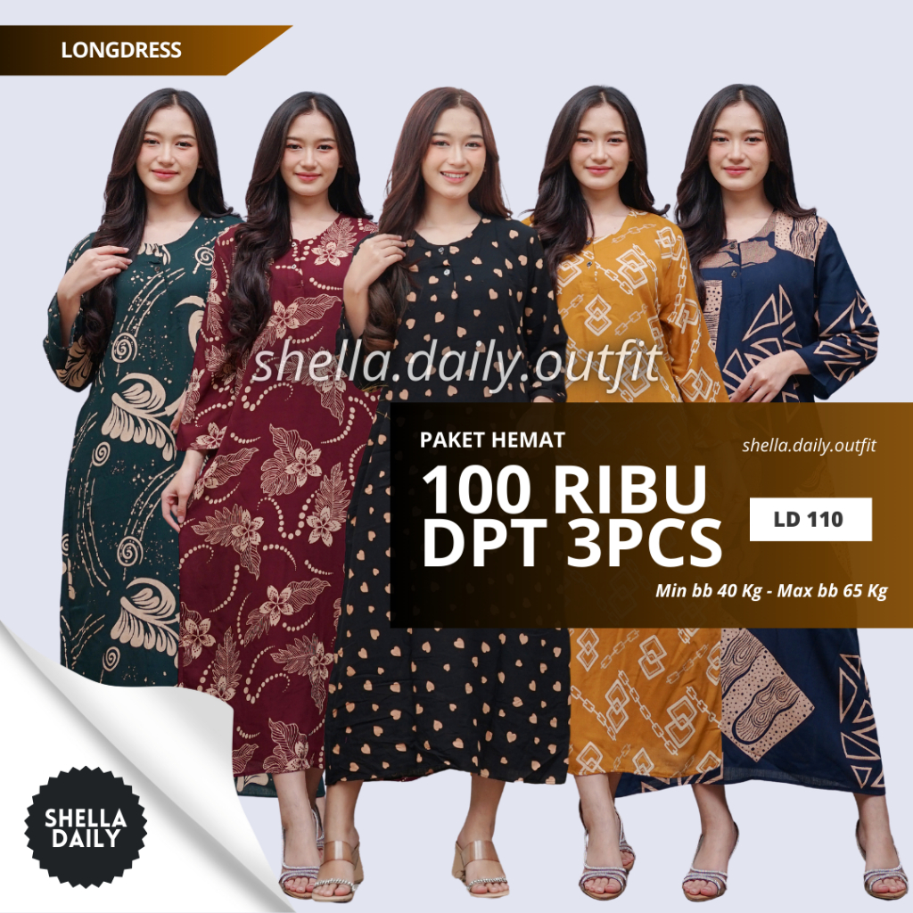 Jual 100 dapat 3pcs // Daster Lengan Panjang Ld 110 Murah || PAKET ...