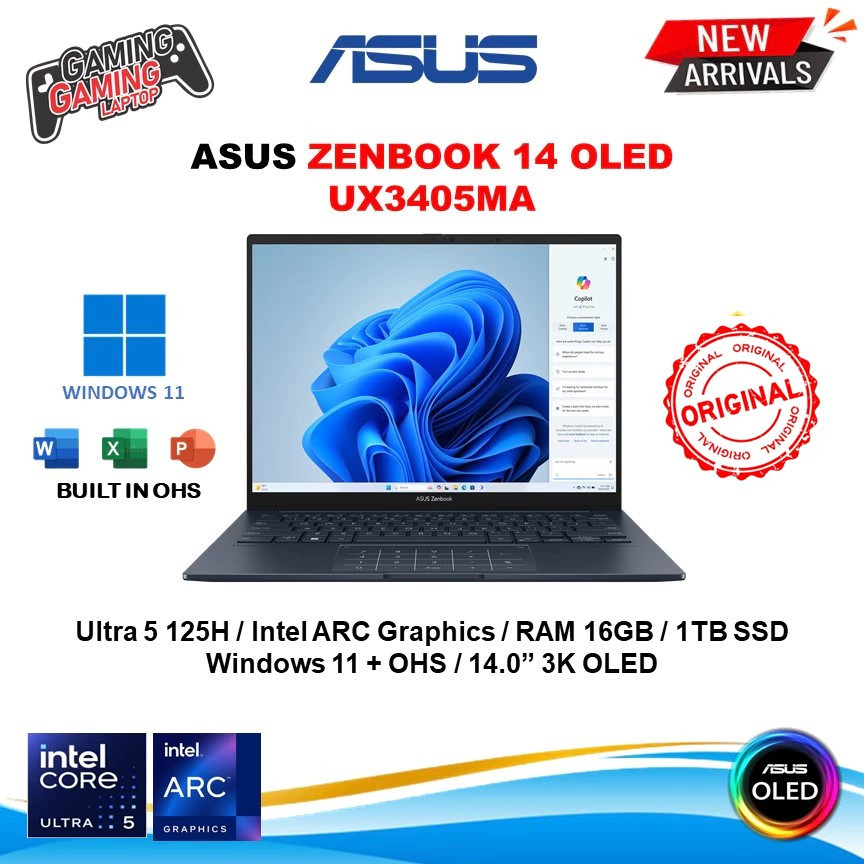 Jual ASUS Zenbook 14 OLED UX3405MA Ultra 5 125H Ram 16GB 1TB SSD W11 ...
