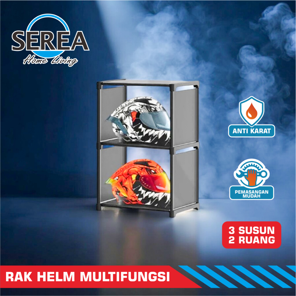 Jual Rak Helm 3 Susun 2 ruang Multifungsi / Tempat Helm 3 Tingkat ...