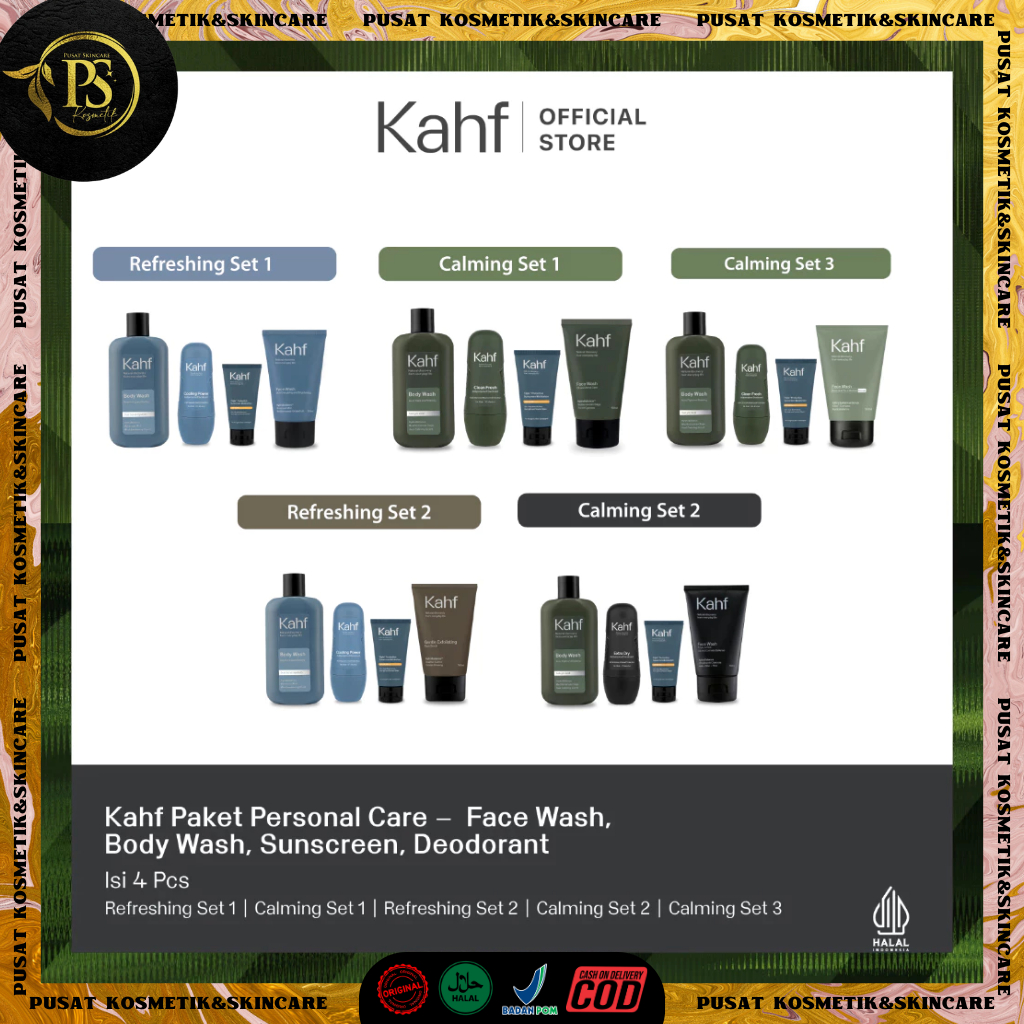 Jual New! Kahf Paket Isi 4 pcs Personal Care l Face Wash l Body Wash l Sunscreen l Deodorant ...