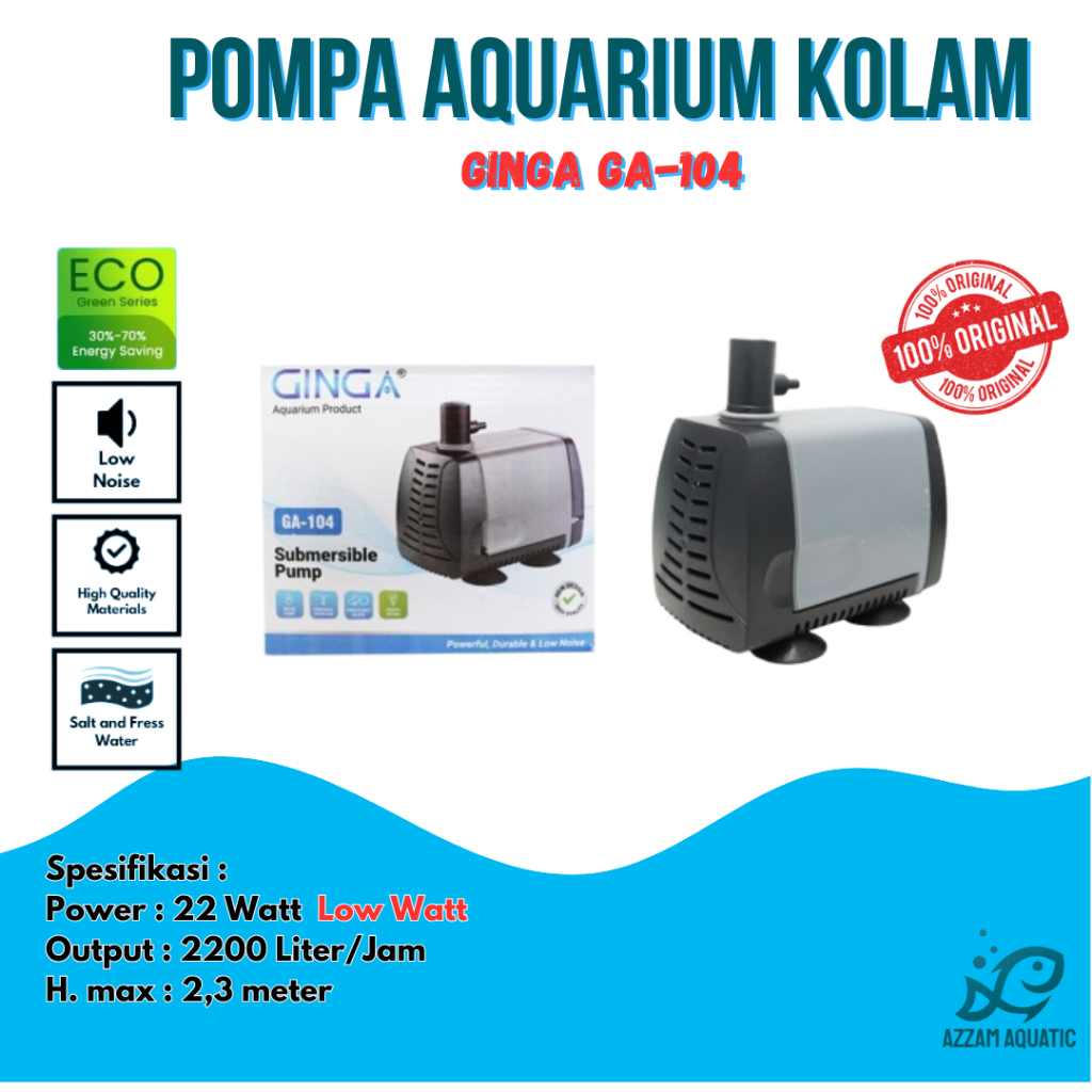 Jual POMPA AQUARIUM KOLAM CELUP WATER PUMP GINGA GA 104 GA-104 LOW WATT ...