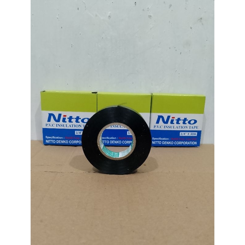 Jual Lakban Hitam Nitto/Isolasi Listrik Nitto/Nitto 3/4"x30M Isolasi ...
