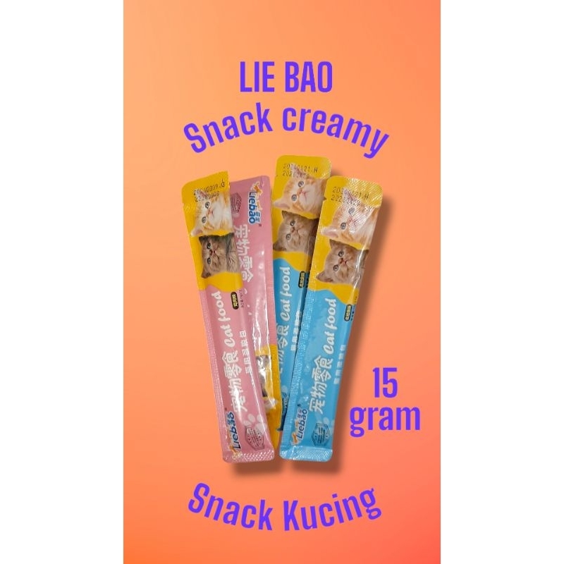 Jual LIE BAO Snack Creamy kucing adult/kitten isi 15 gram per strip ...