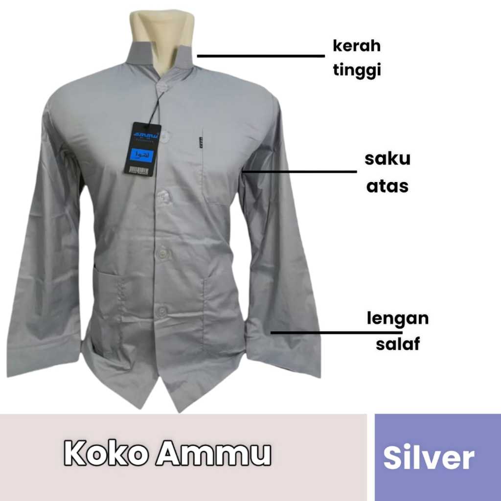 Jual Koko Ammu silver ( Baju Muslim Amu/Baju Ammu/Koko Salaf/Koko ...