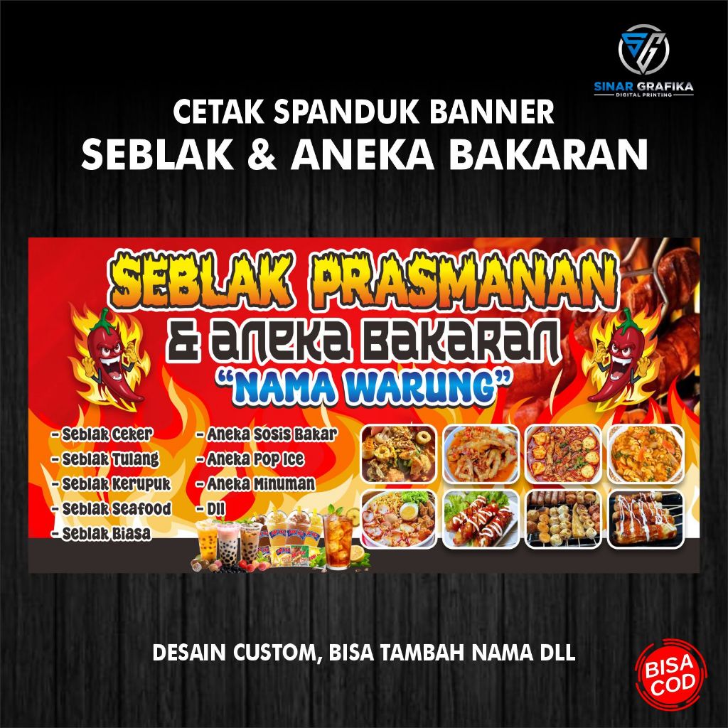 Jual Spanduk Seblak & Aneka Bakaran, Desain Custom | Shopee Indonesia