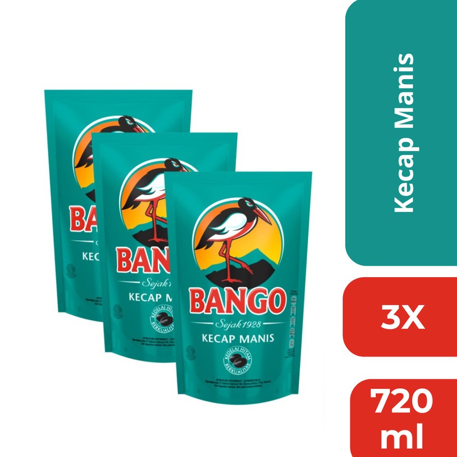 Jual [ Paket Isi 3 ] Bango Kecap Manis 520ml / 720gr Kemasan Pouch ...
