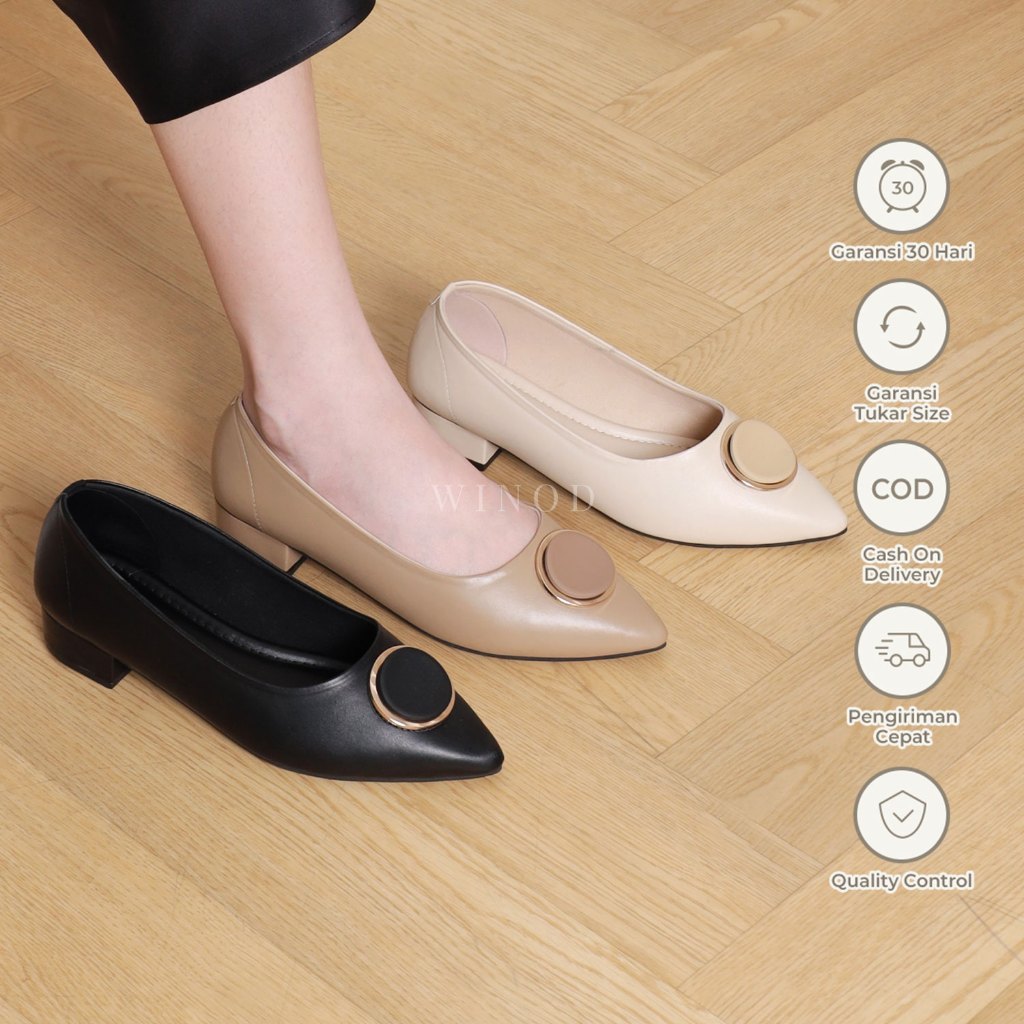 Jual WINOD - Doona Sepatu Flatshoes Wanita Kerja Hak 2cm Empuk dan ...