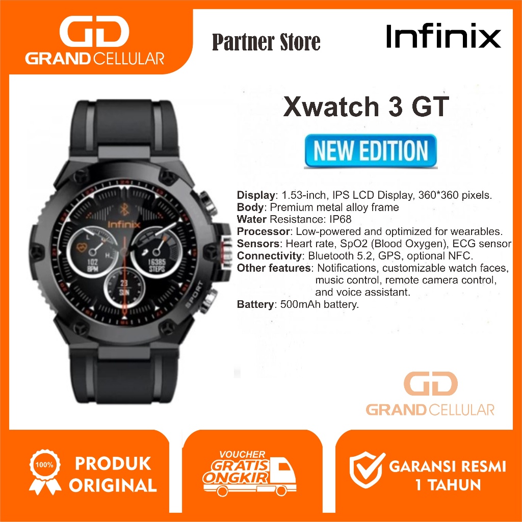 Jual INFINIX SMART WATCH XWATCH 3 GT Garansi Resmi | Shopee Indonesia