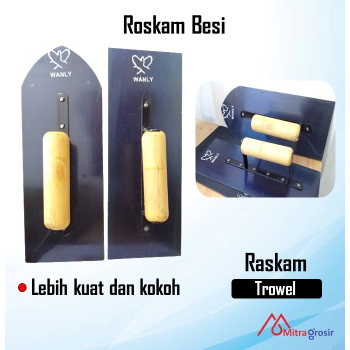 Jual Raskam Besi Gagang Kayu Roskam Trowel Penghalus Tembok Sendok ...