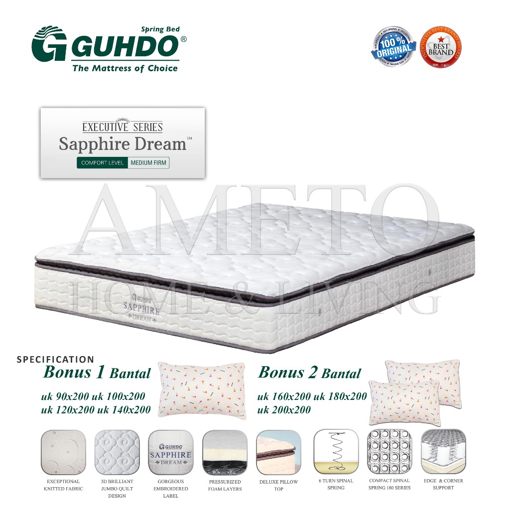 Jual Guhdo Springbed Sapphire Dream Tebal 27 cm (HANYA KASUR) 90, 100, 120, 140, 160, 180, 200 ...
