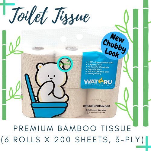 Jual Wateru - Premium Bamboo Toilet Tissue/Tisu Toilet Bambu (6 Rolls x ...