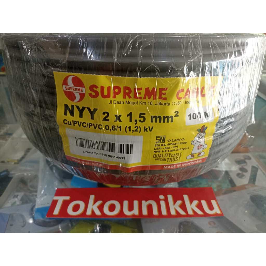 Jual KABEL LISTRIK NYY SUPREME 2X1,5MM PANJANG 100M 100 Meter Merk Supreme | Shopee Indonesia