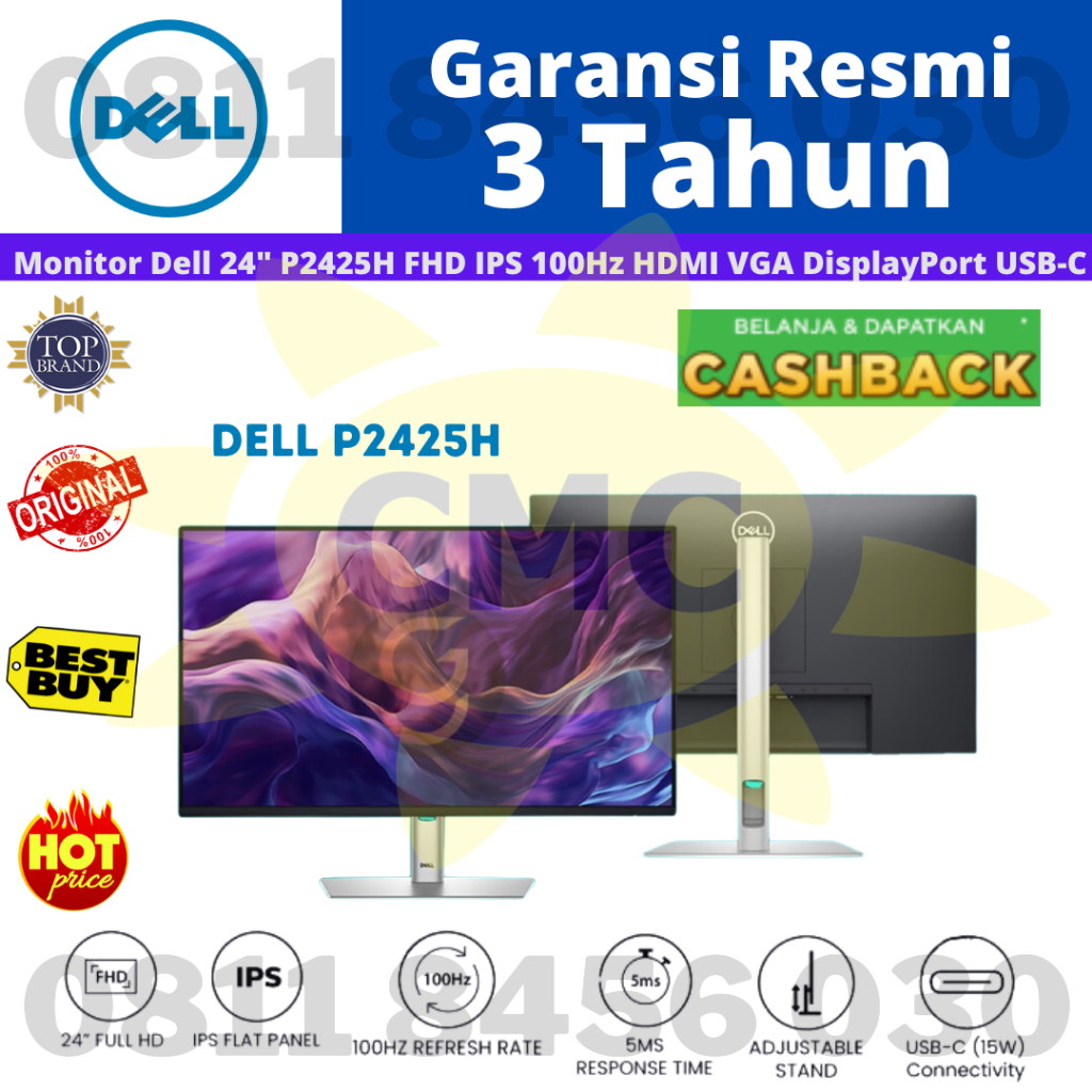 Jual Monitor LED Dell P2425H 24" 24 Inch IPS FHD 100Hz Resmi | Shopee ...