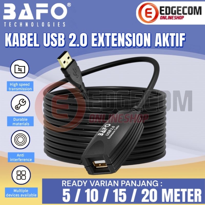 Jual BAFO Kabel USB 2.0 Extension Aktif / Extender Active 5 , 10 , 15 ...